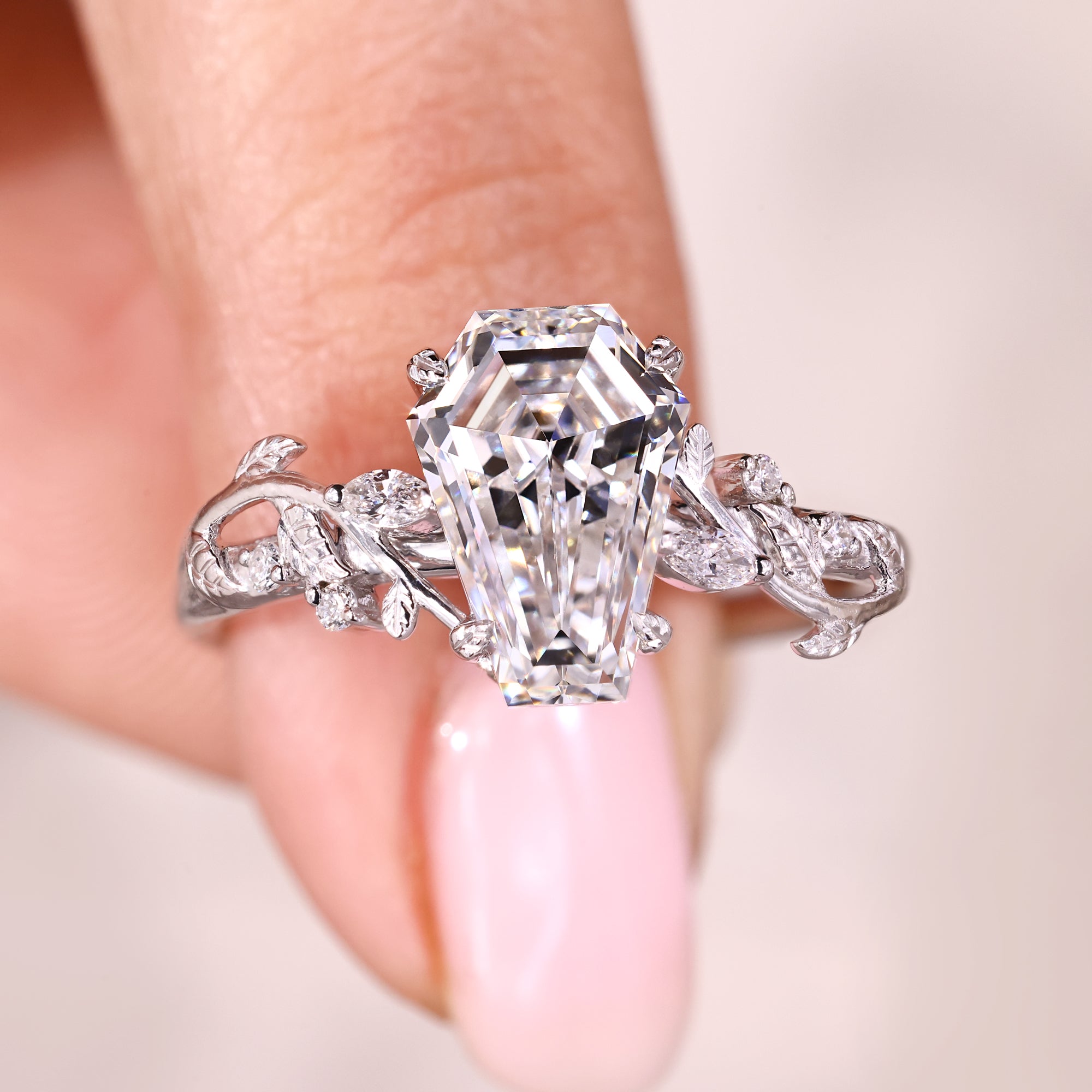 Coffin Cut Engagement Ring