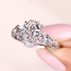 Nature Inspired Coffin Cut Engagement Ring